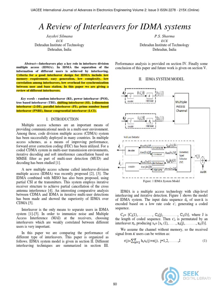 Interleaver Techniques for IDMA Systems | PDF | Channel Access Method | Applied Mathematics