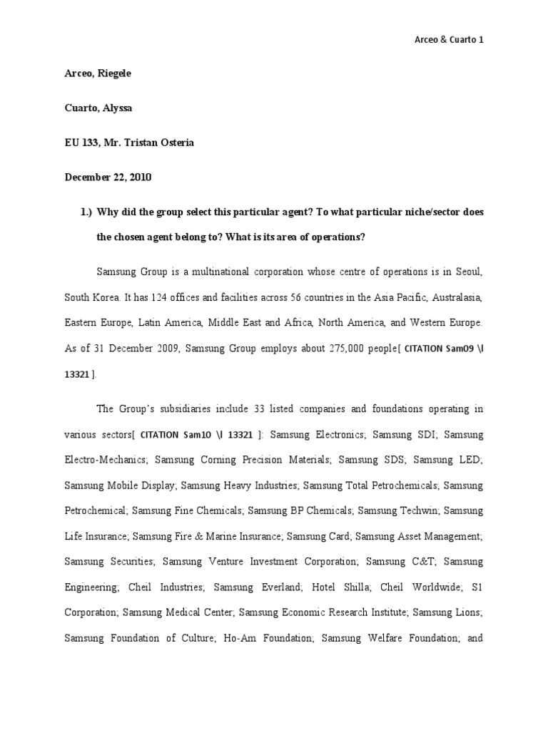 Overview of Samsung Group's Global Operations | PDF | Samsung ...