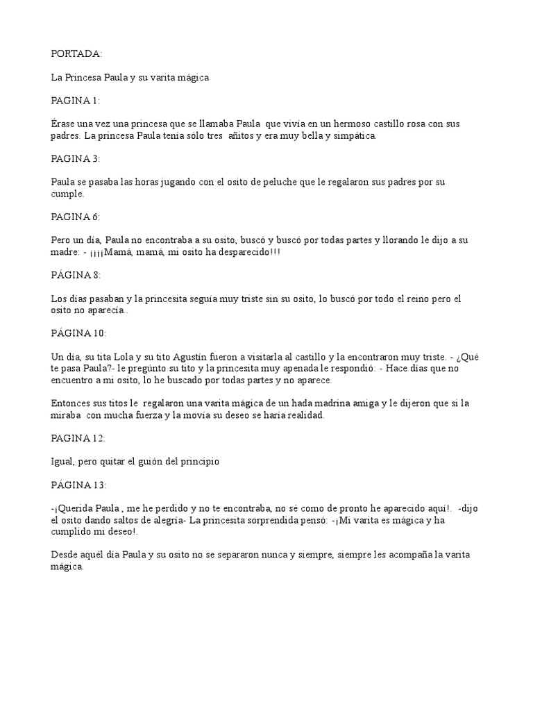 Cuento La Princesa Paula | PDF | Clásicos