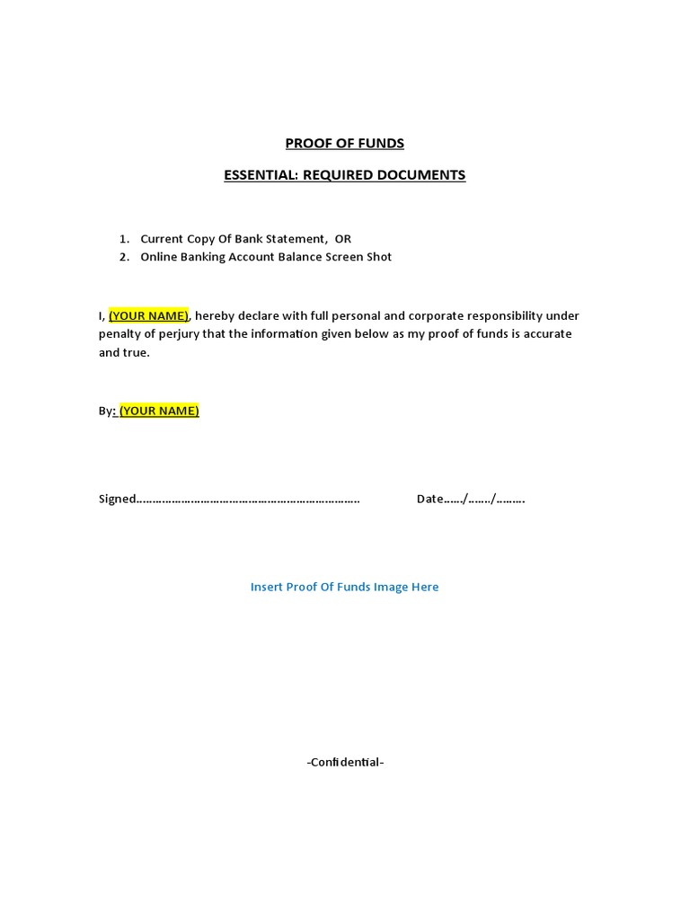 Proof of Funds Documentation Guide | PDF | Finance & Money Management ...