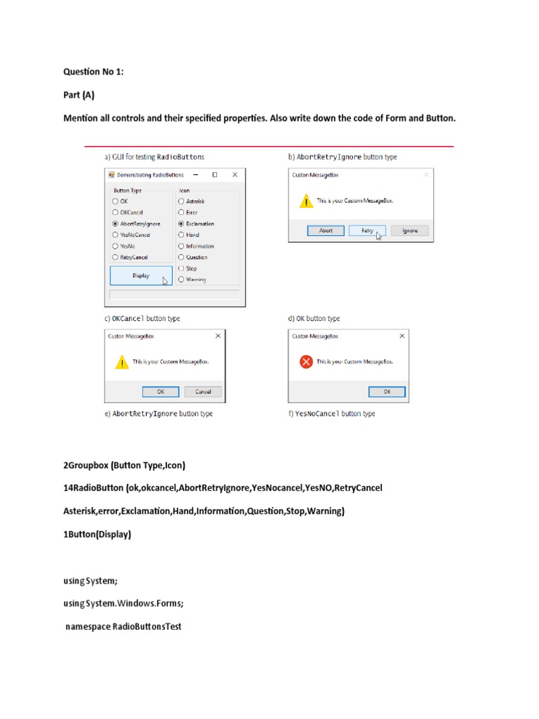 Using System Using System Windows Forms Namespace Radiobuttonstest Pdf Computing