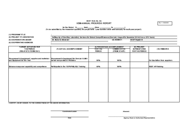 DOST Form 3A - Progress Report | Download Free PDF | Business