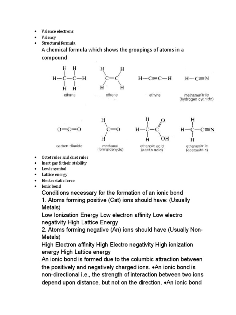 Valence Electrons Valency Structural Formula | PDF