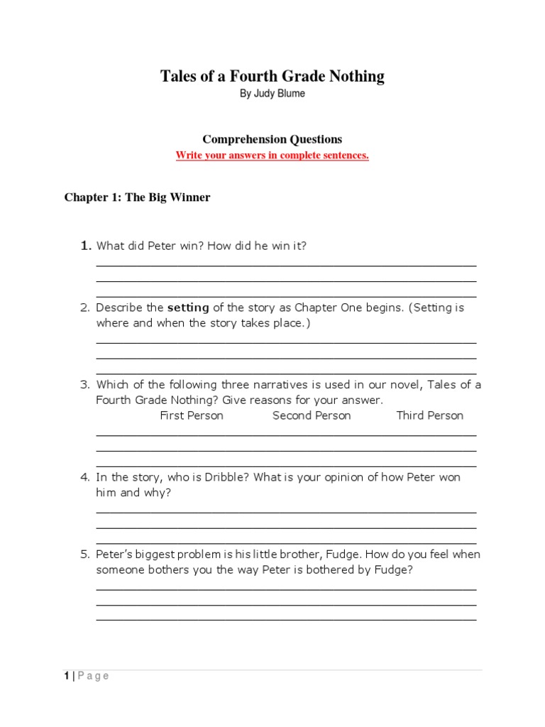 Tales of A Fourth Grade Nothing Module | PDF