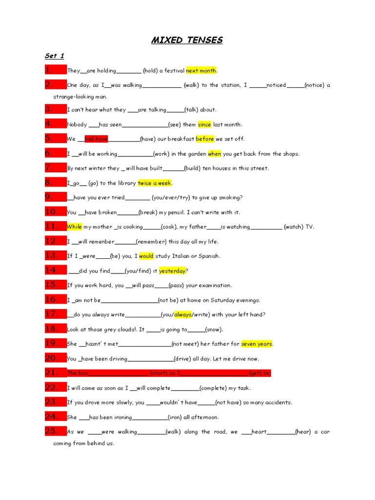 Mixed Tenses Practice | PDF