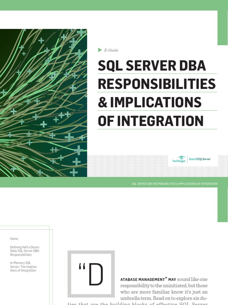 Sql Server Dba Responsibilities And Implications Of Integration Pdf Microsoft Sql Server Backup 8907