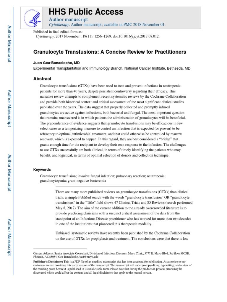Granulocyte Transfusions | PDF | Blood Transfusion | Blood