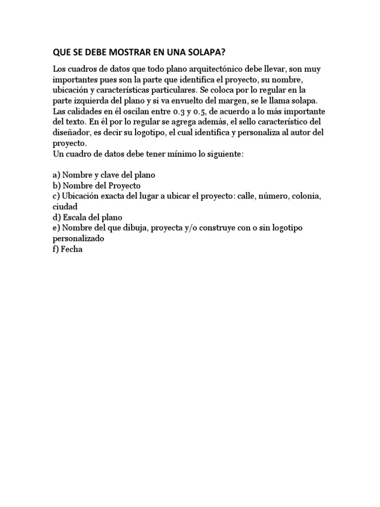 Que Se Debe Mostrar en Una Solapa | PDF