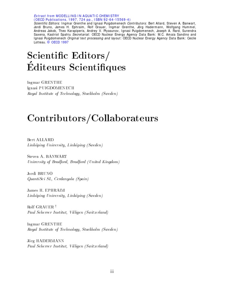 Scienti C Editors/ Editeurs Scienti Ques Contributors/Collaborateurs ...