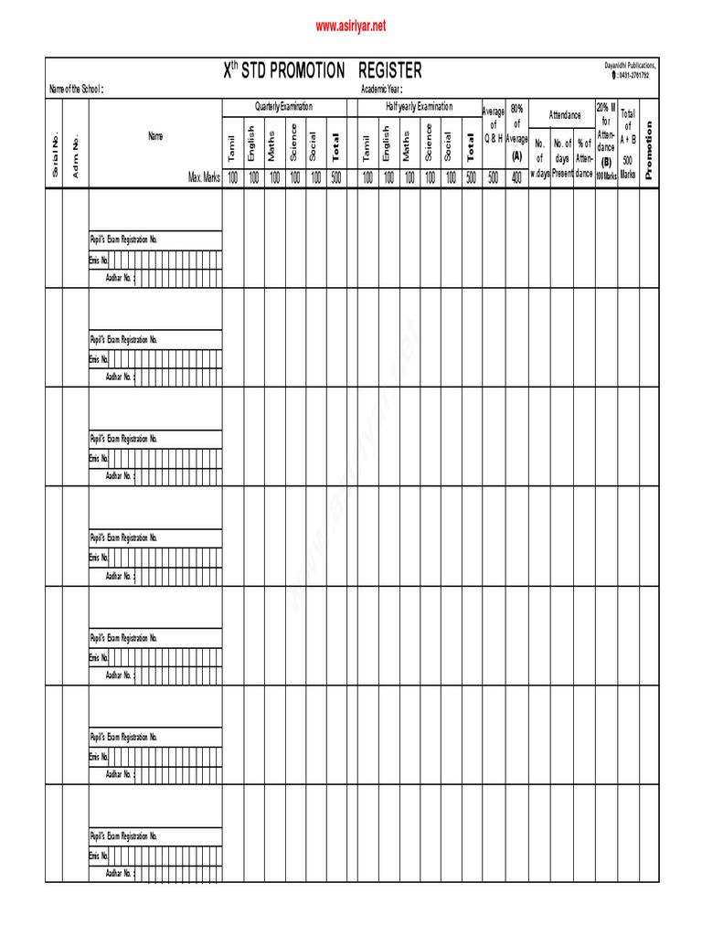 10th Promotion Register | PDF | Learning | Schools