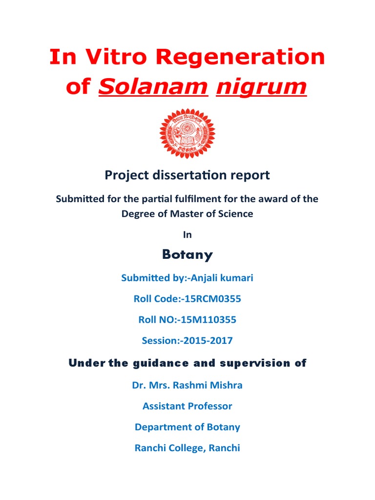 In Vitro Regeneration of Solanum nigrum | PDF | Embryo | Botany