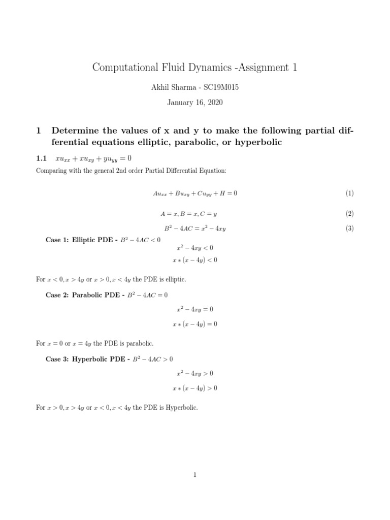 Computational Fluid Dynamics - Assignment 1 | PDF | Partial Differential Equation | Subtraction