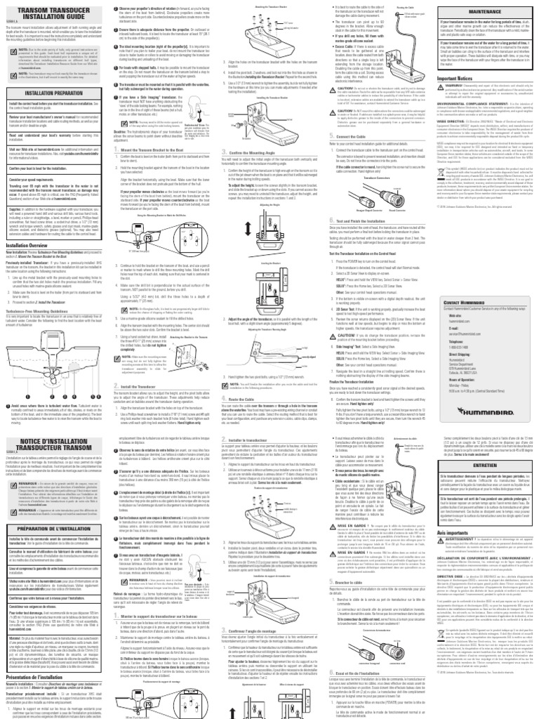 Transom Transducer Installation Guide: Maintenance | PDF | Electronic ...