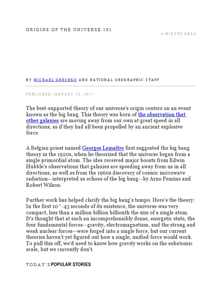 Origins of The Universe 101 | PDF | Chronology Of The Universe | Universe