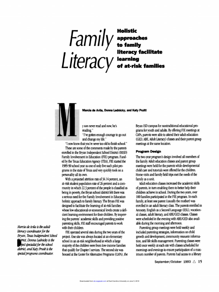 Family Literacy | PDF | Adult Education | Literacy