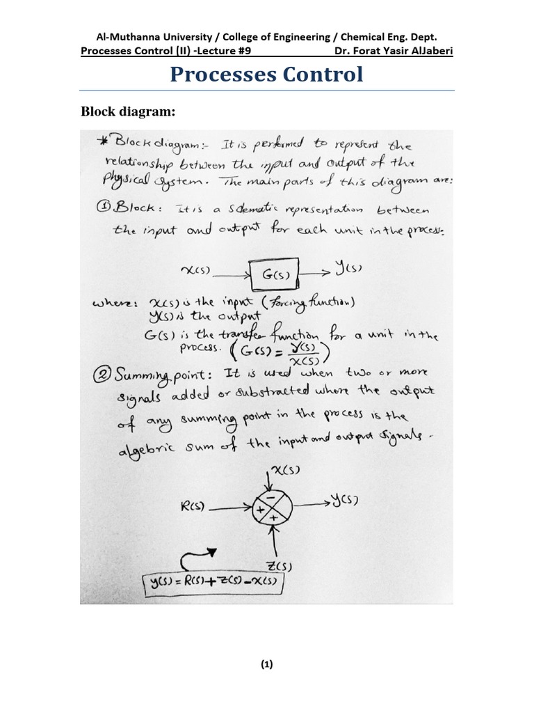 Processes Control - Course II - Lecture #9 | PDF | Law | Science ...