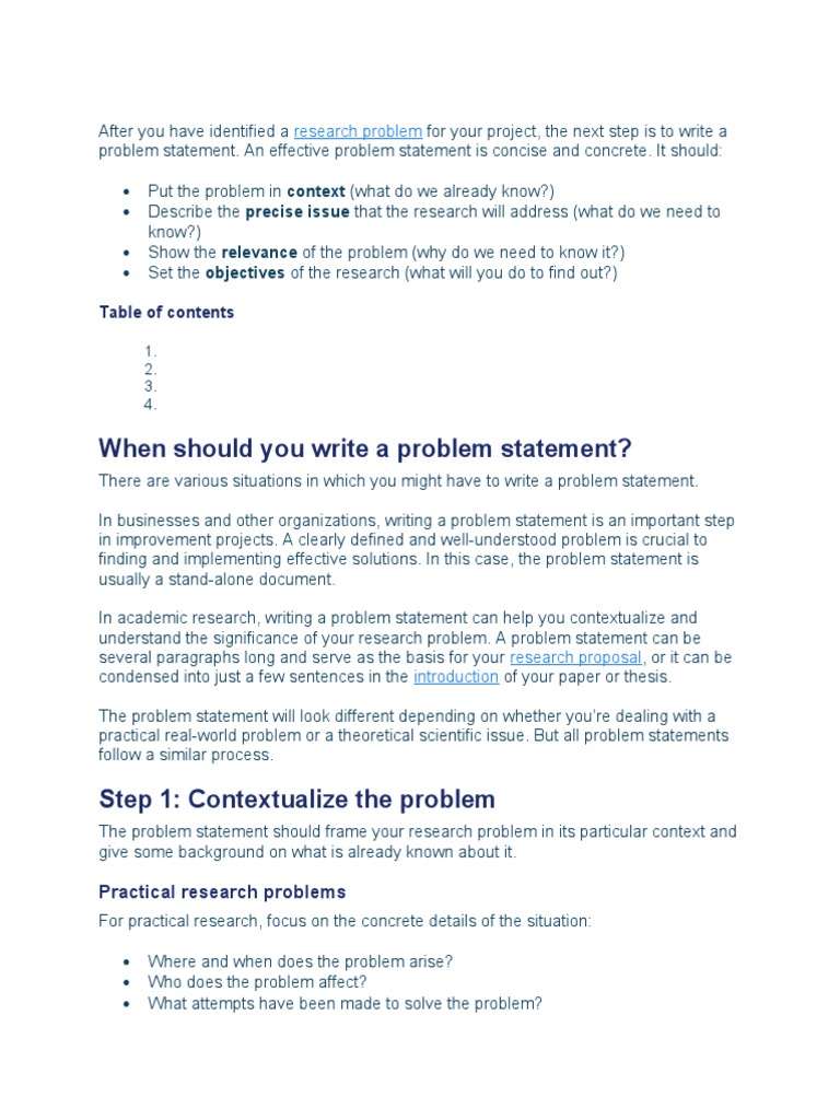 When Should You Write A Problem Statement? | PDF | Voter Turnout ...
