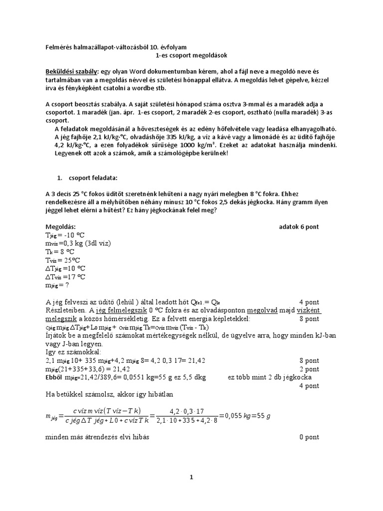 Felmérés Halmazállv - 10 - 1-Es - Csop - Megold | PDF