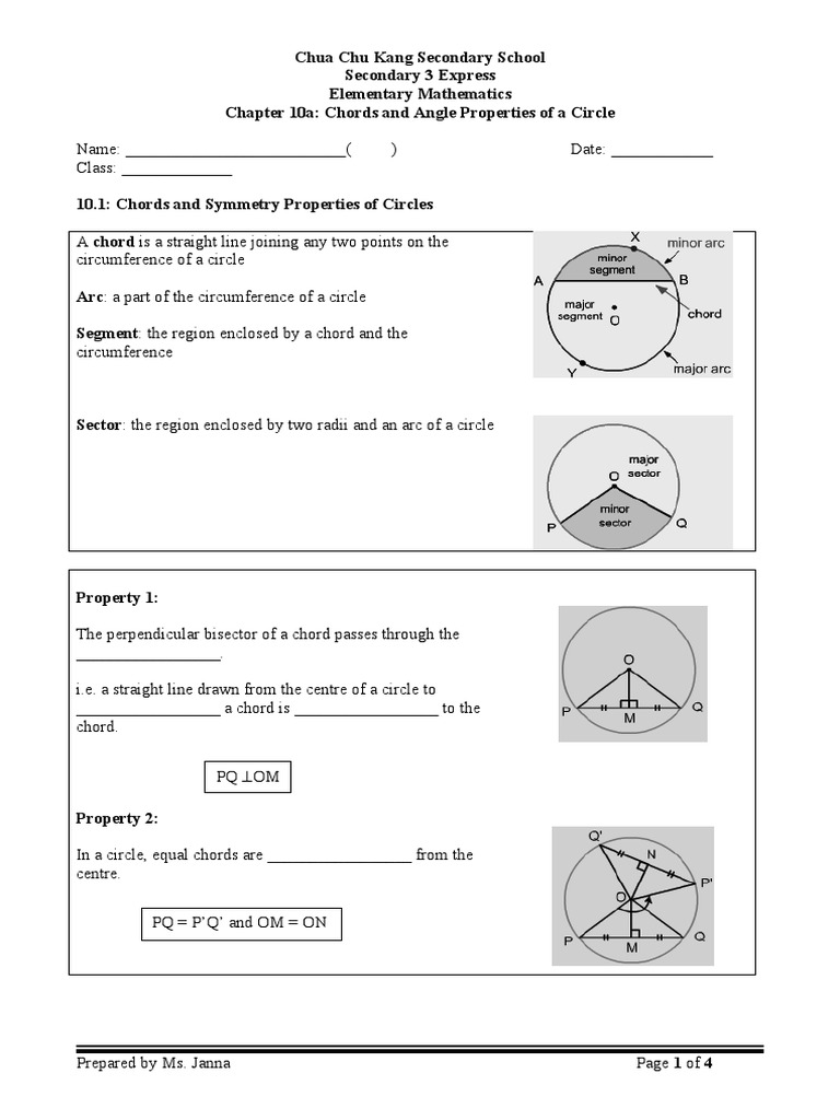 Chords and Angle Properties in Circles | PDF