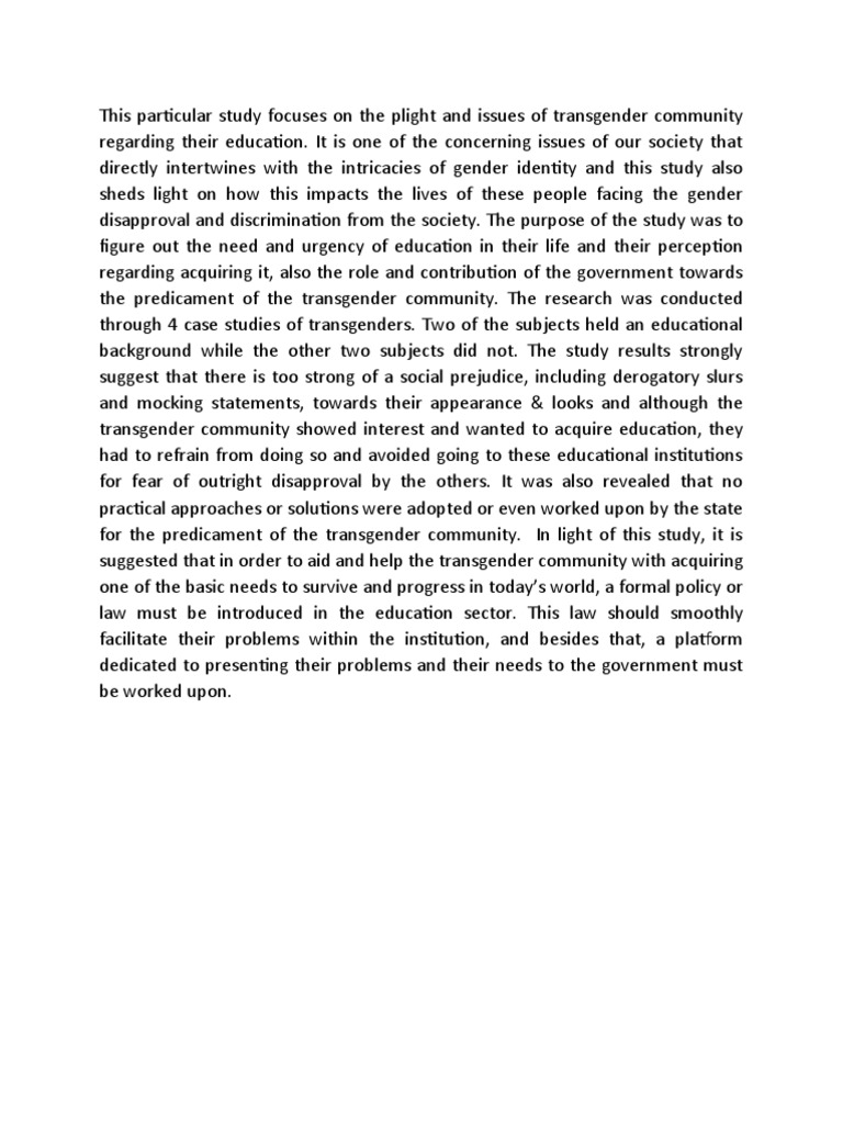 Transgender Education Challenges and Solutions | PDF | Social Science ...