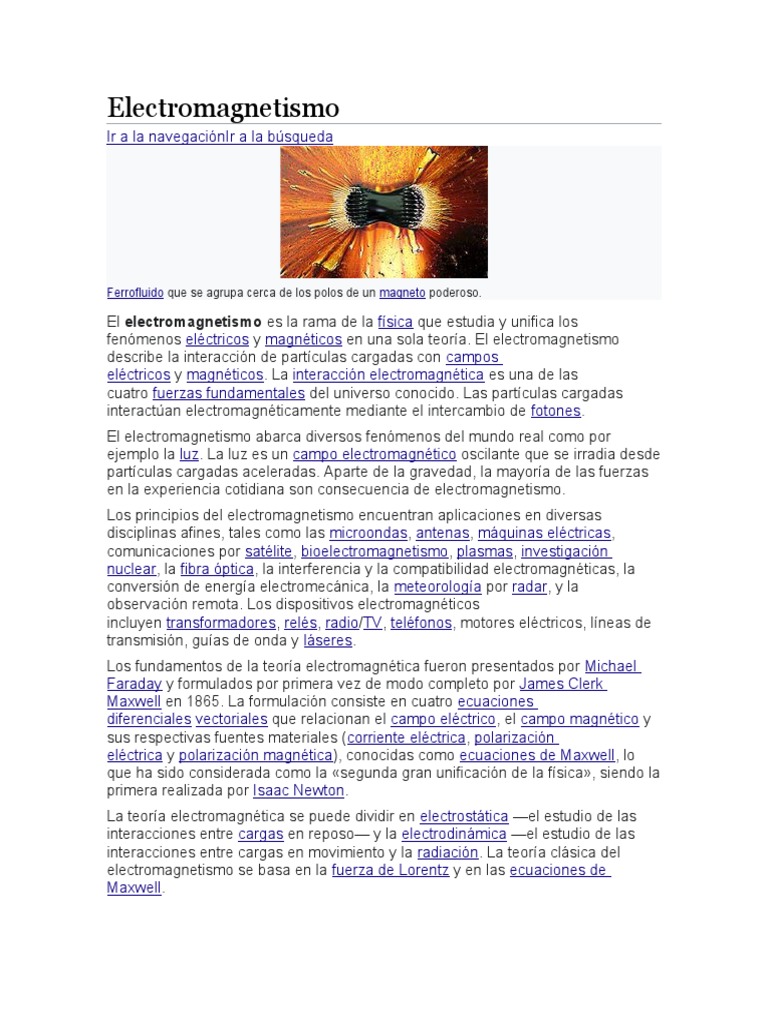 Electromagnetismo | PDF | Electromagnetismo Clásico | Electromagnetismo