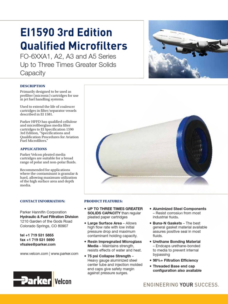 Parker Velcon Aviation Fo Series Ei1590 Qualified Microfilter ...