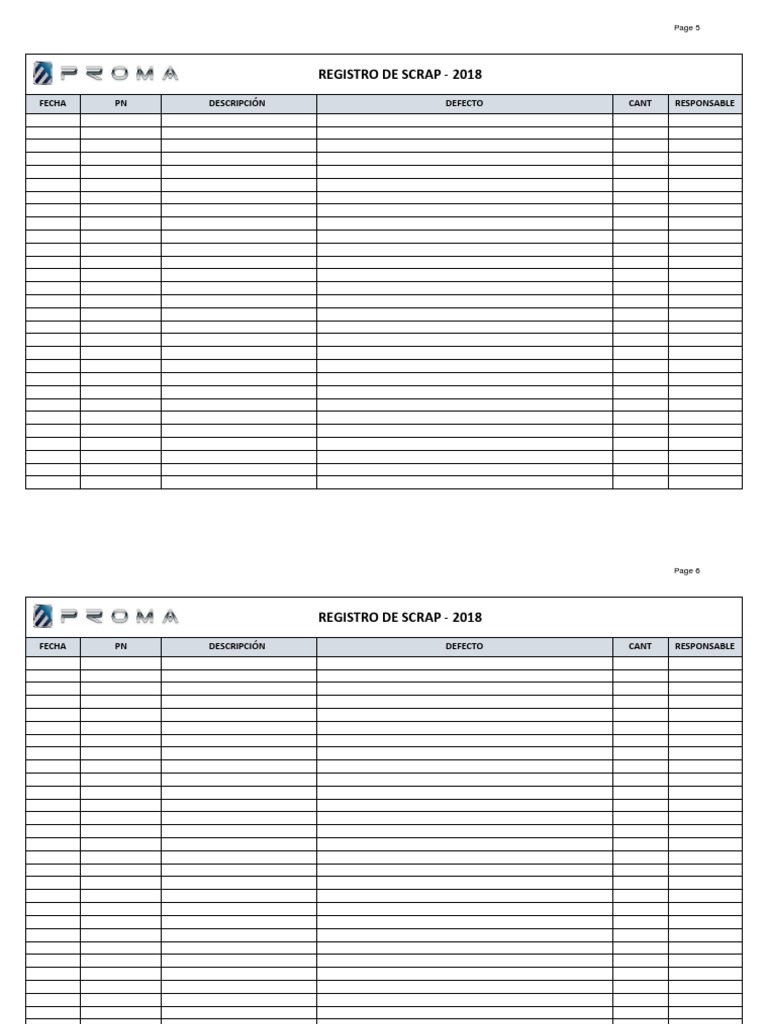 Planilla Scrap | PDF