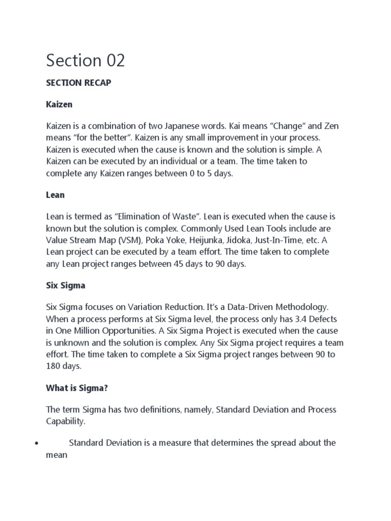 Six Sigma Notes | Download Free PDF | Sampling (Statistics) | Six Sigma