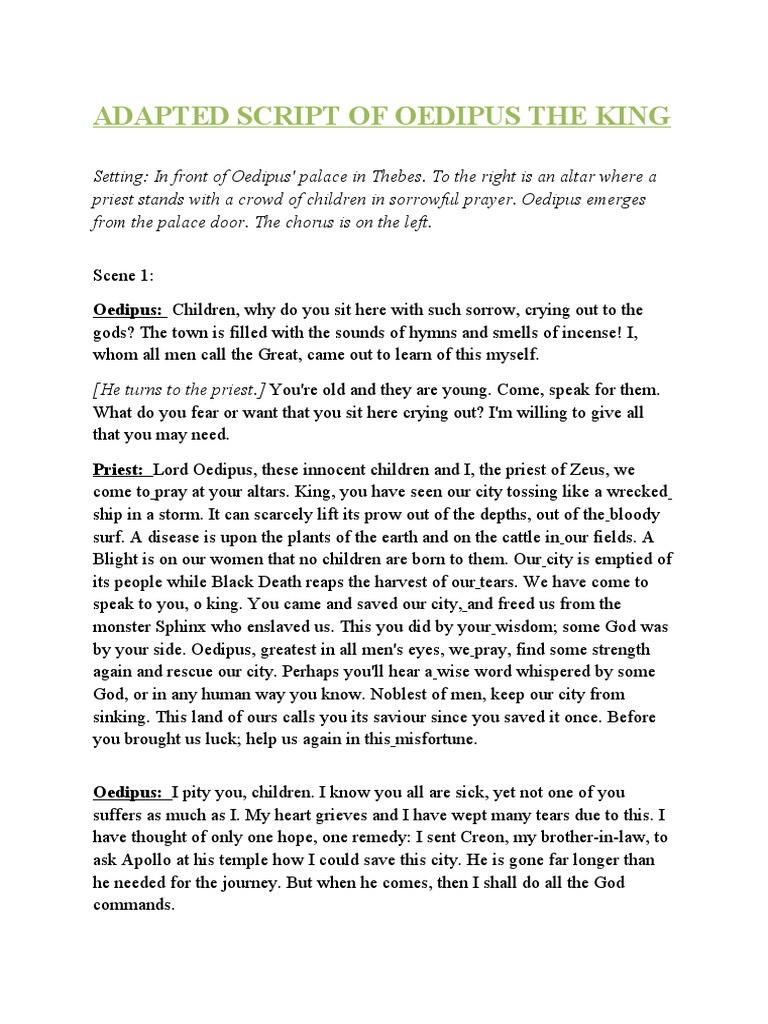 Greek Theatre L6 Script OEDIPUS THE KING | Download Free PDF | Oedipus