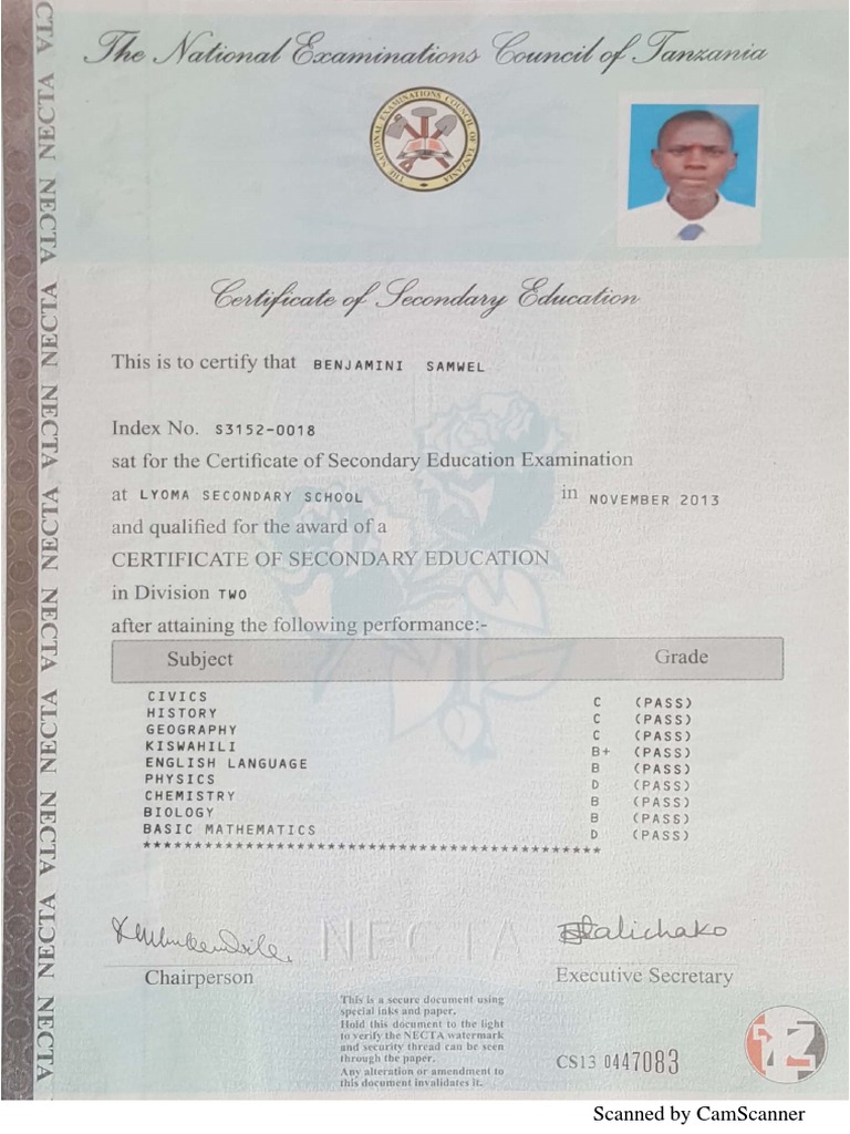 Form Four Certificate PDF | PDF