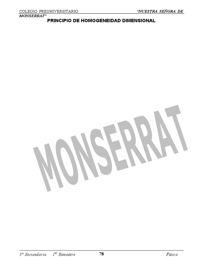 Principio de Homogeneidad Dimensional | PDF | Física Aplicada e ...