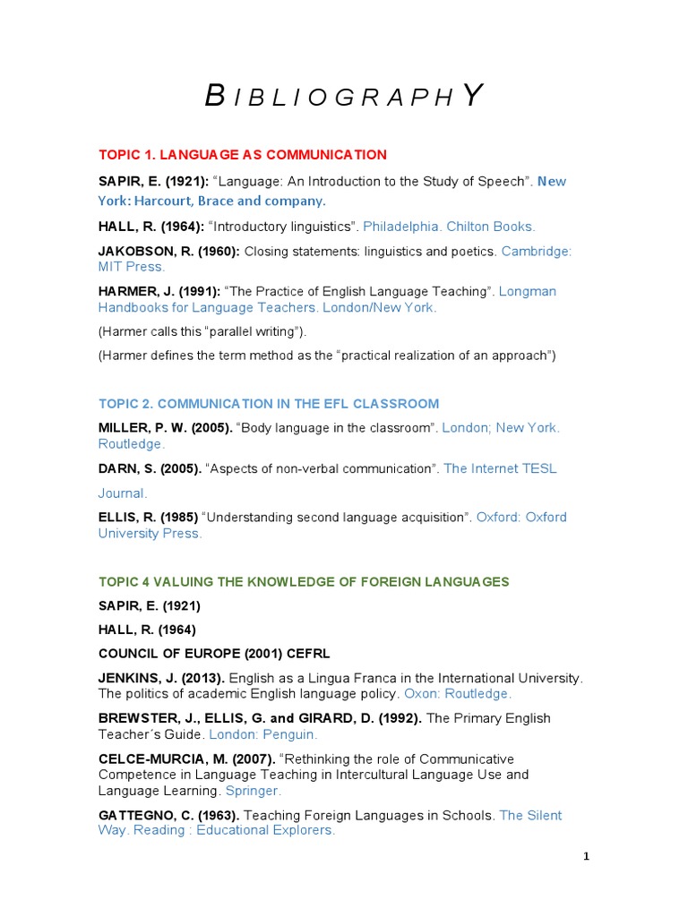 Bibliography Topics Language Communication | PDF | Language Education ...
