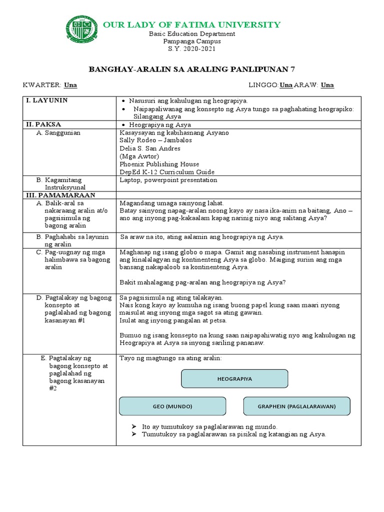 Daily Lesson Plan Ap7 Week 1 | PDF