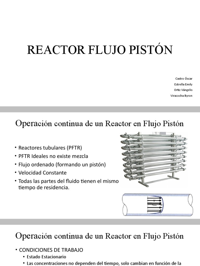 REACTOR FLUJO PISTÓN Final | PDF | Reactor Quimico | Enzima
