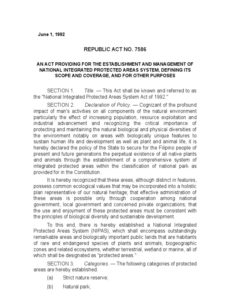 Ra 7586 PDF | PDF | Protected Area | Resource