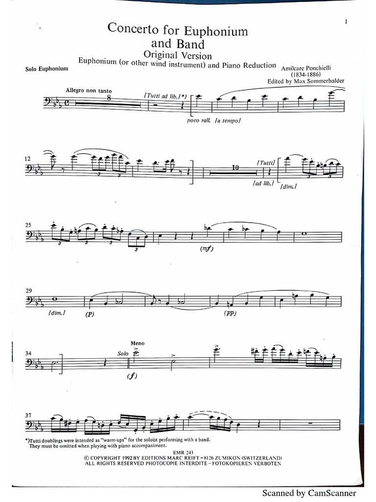 Concerto For Euphonium and Band A. Ponchielli PDF | PDF