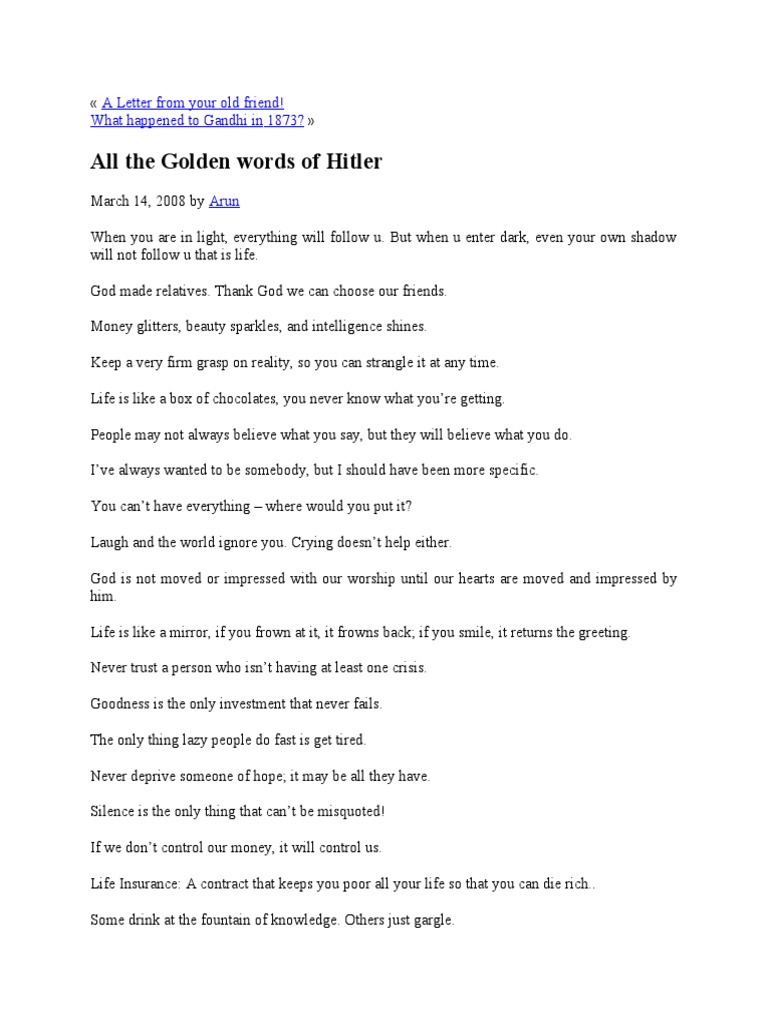 Hitler's Insightful Quotes | PDF