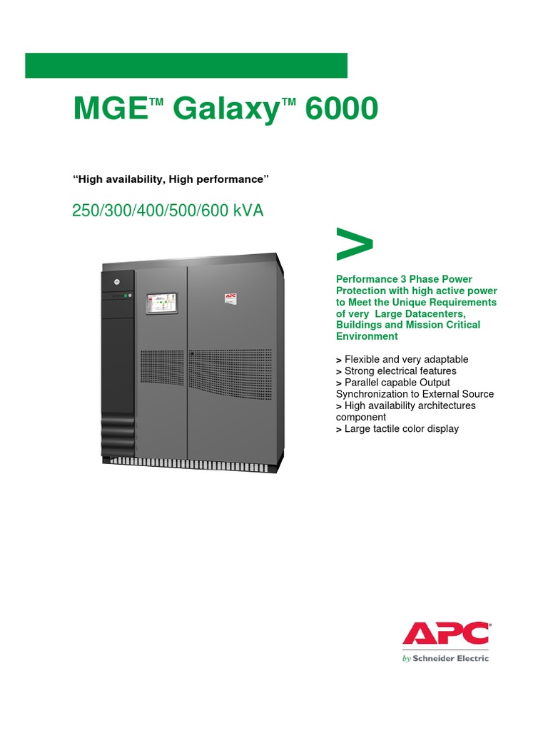MGE Galaxy 6000: "High Availability, High Performance" | PDF | Data ...