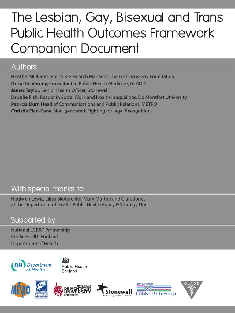 LGBT Public Health Outcomes Framework Companion | PDF | Homosexuality ...