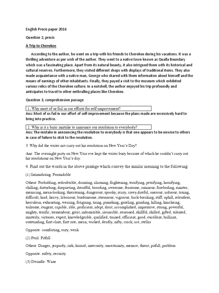 English Precis Paper 2016 | PDF