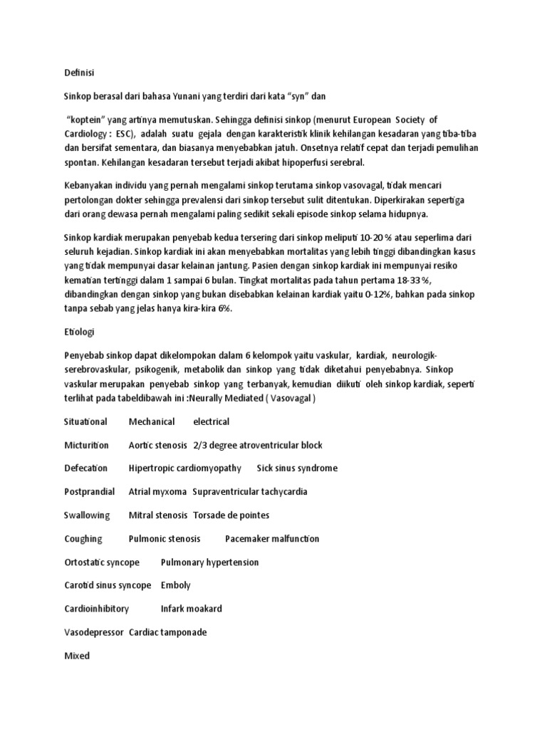 Definisi Sinkop | PDF