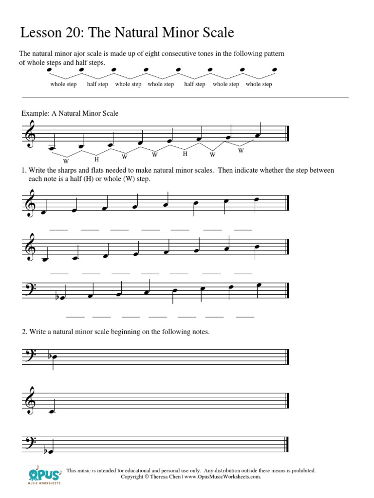 Music-Theory-Worksheet-20-Natural-Minor-Scale