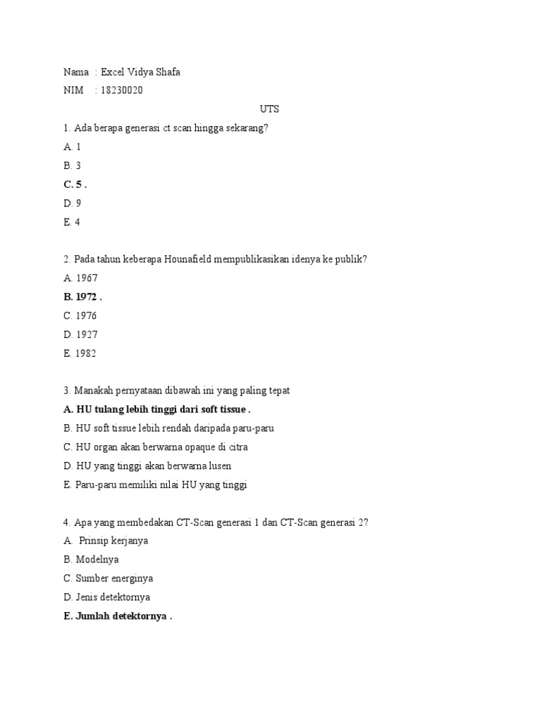 Uts CT Scan | PDF | Sains & Matematika