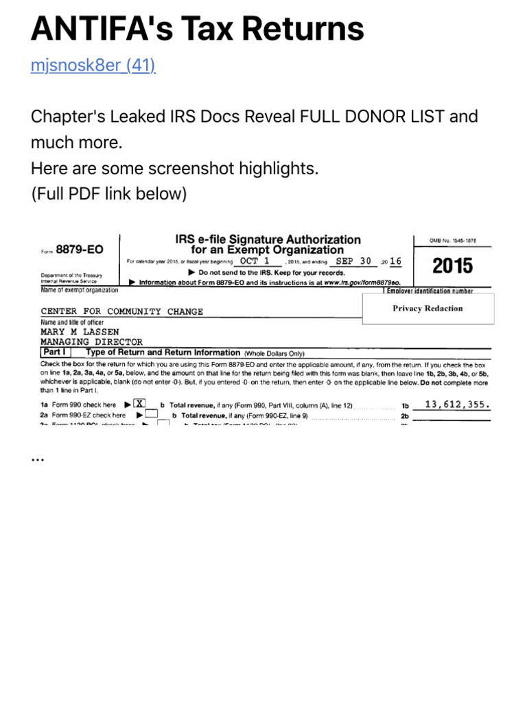 Chapter's Leaked IRS Docs Reveal FULL DONOR LIST and Much More. Here Are Some Screenshot ...
