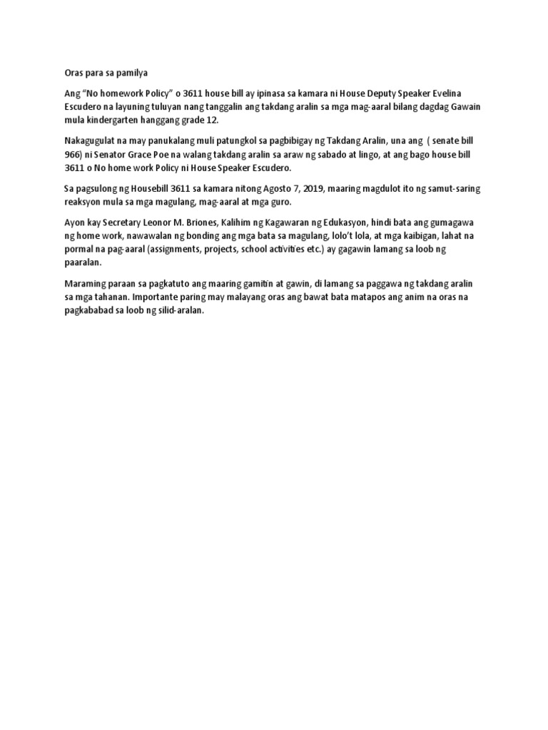 Editorial Writing (No Home Work Policy) | PDF