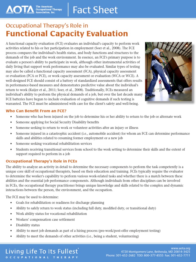 Functional Capacity Evaluation: Occupational Therapy's Role in ...