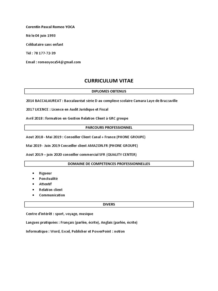 2corentin Pascal Romeo YOCA (CV) | PDF