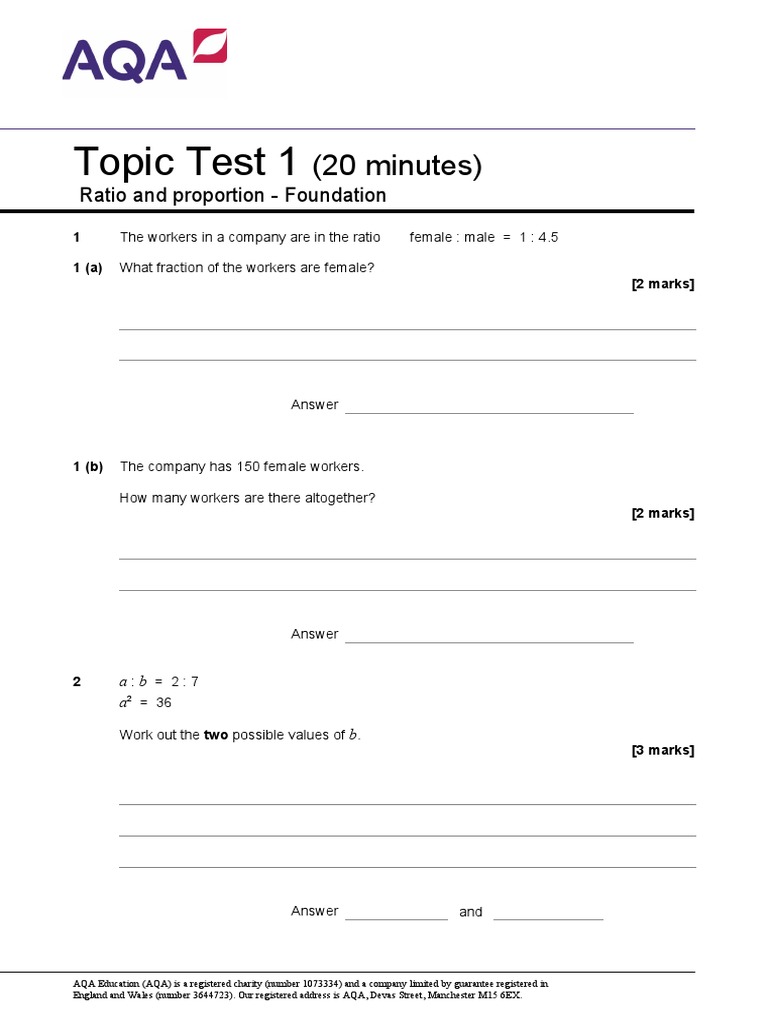 Solving Ratios, Proportions, and Word Problems Involving Quantitative ...
