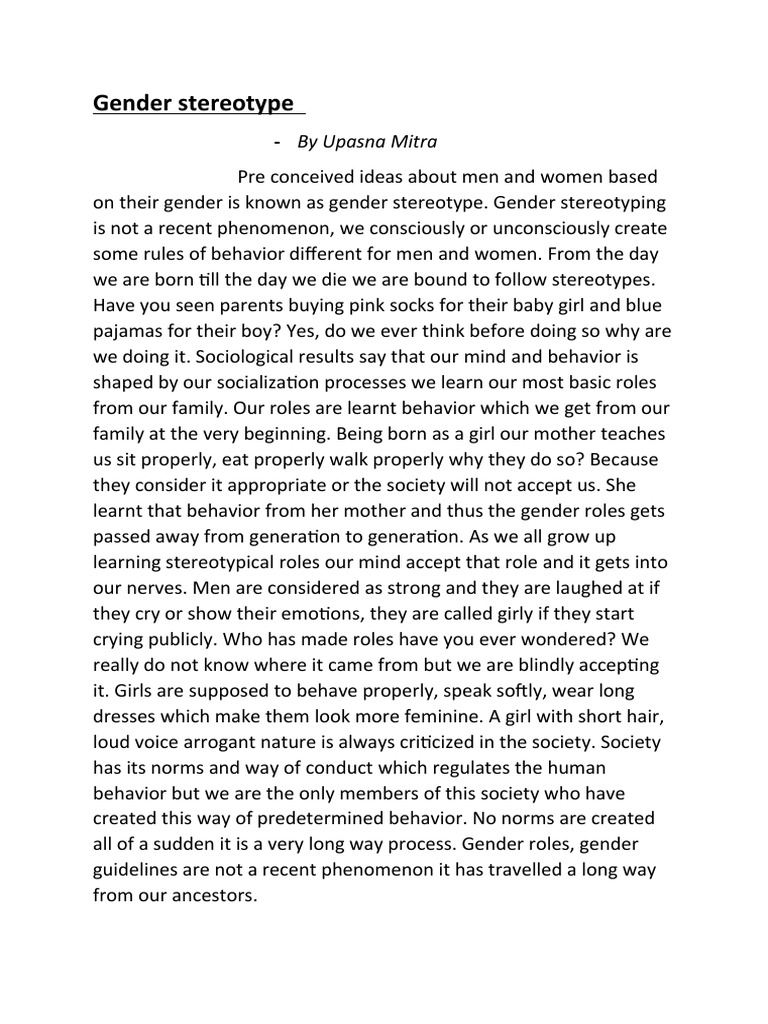 Gender Stereotype | PDF | Gender Role | Femininity