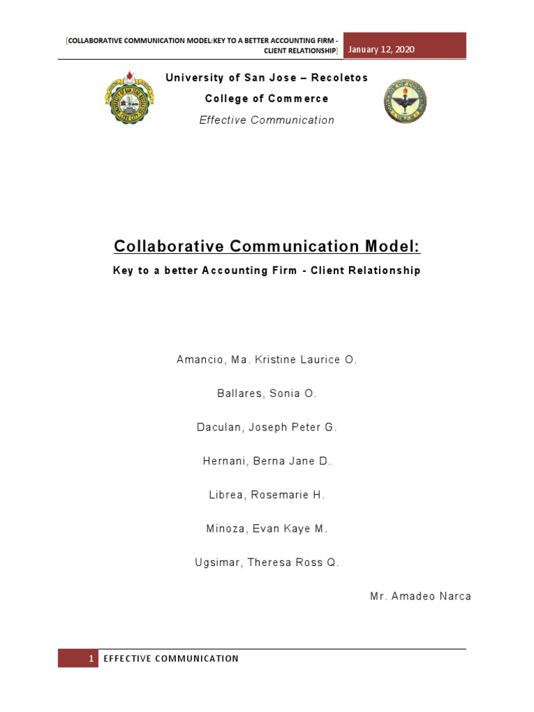 Collaborative Communication Model:: University of San Jose - Recoletos ...